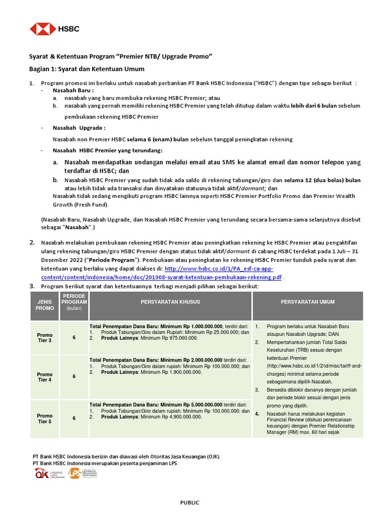 Syarat Dan Ketentuan Premier Promo | PDF