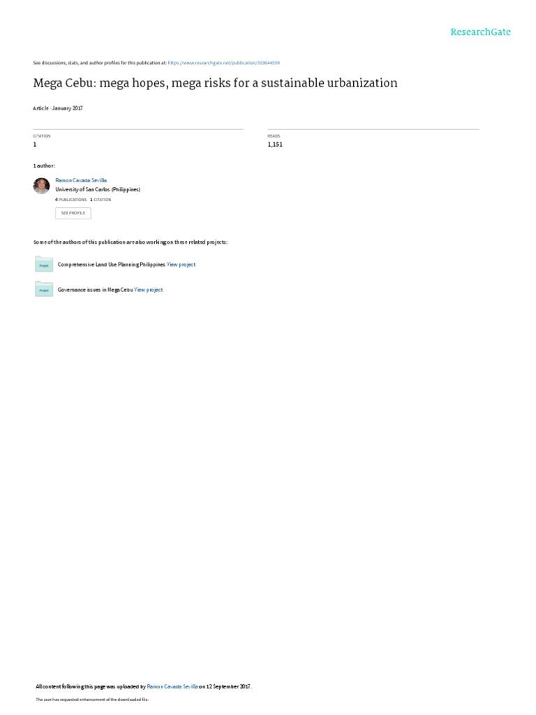 Mega Cebu Lantawanarticle Jan 2017 | PDF | City | Urbanization