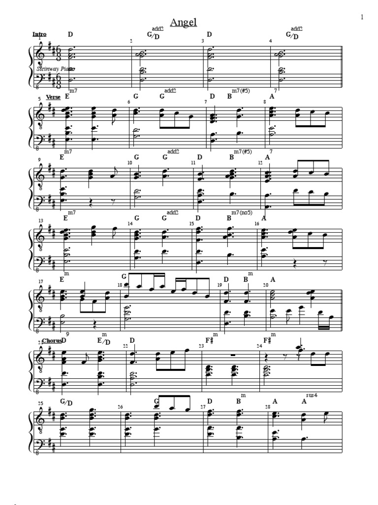 Angel Piano Score | PDF | Teaching Methods & Materials