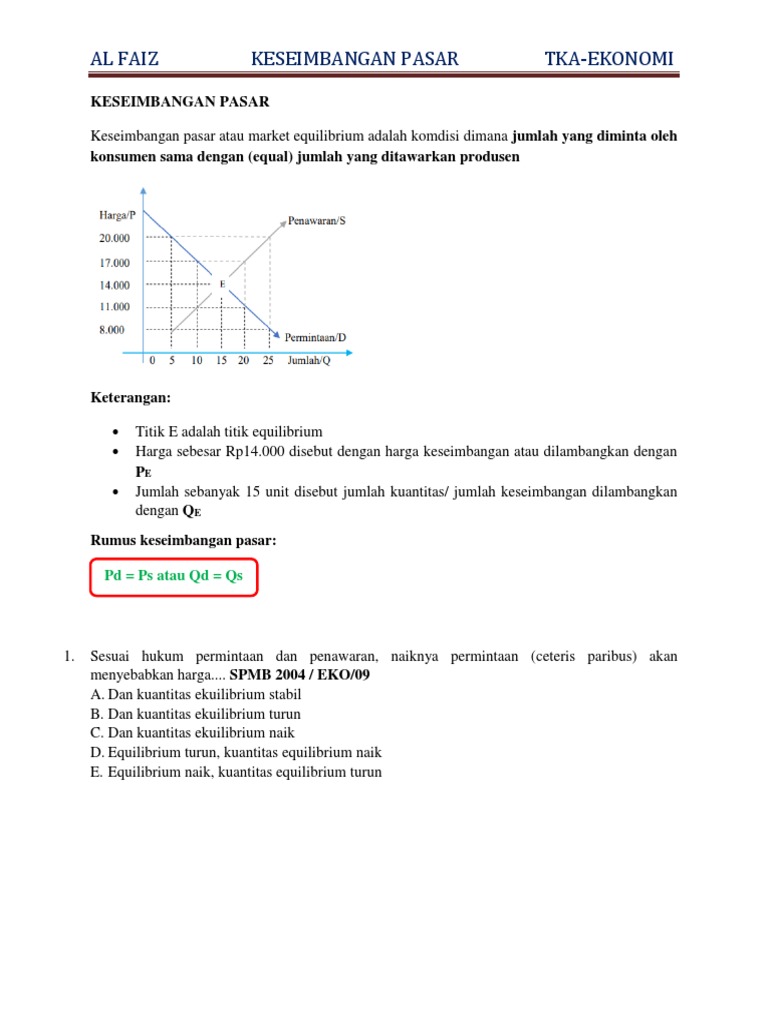 Keseimbangan Pasar | PDF