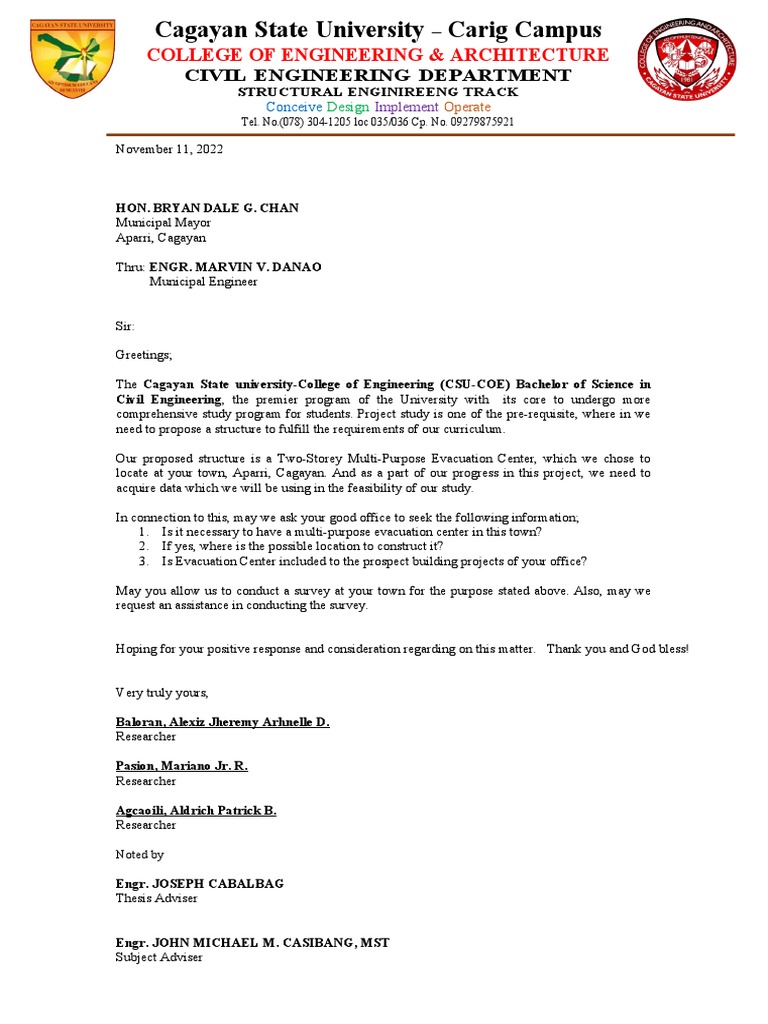 Letter of Intent Engg Office | PDF | Emergency Evacuation