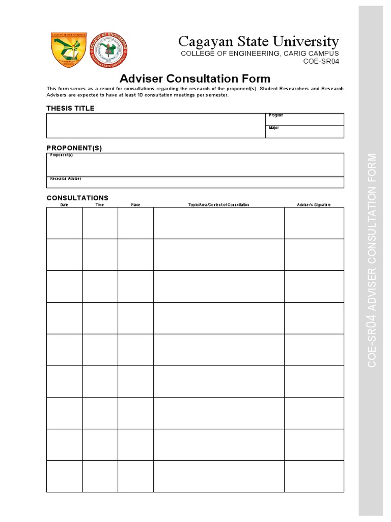 COE-SR04 Adviser Consultation Form | PDF | Technology & Engineering