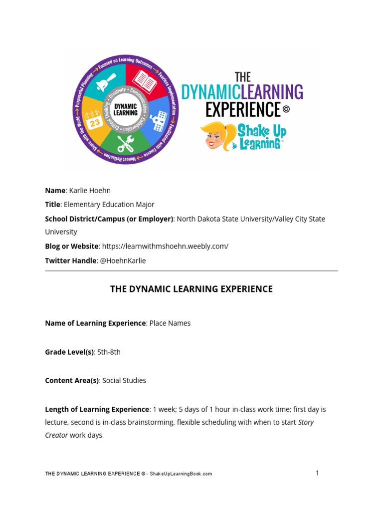 Dynamic Learning Experience Dle Template | PDF | Educational Assessment | Creativity