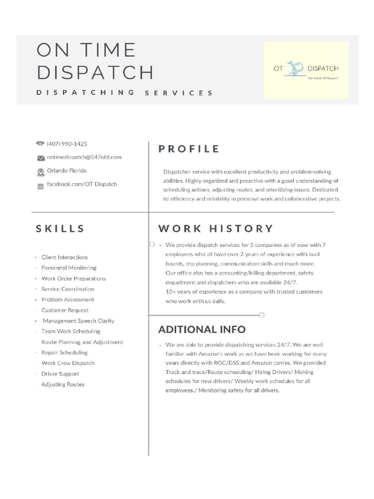 Otd Dispatch Resume | PDF