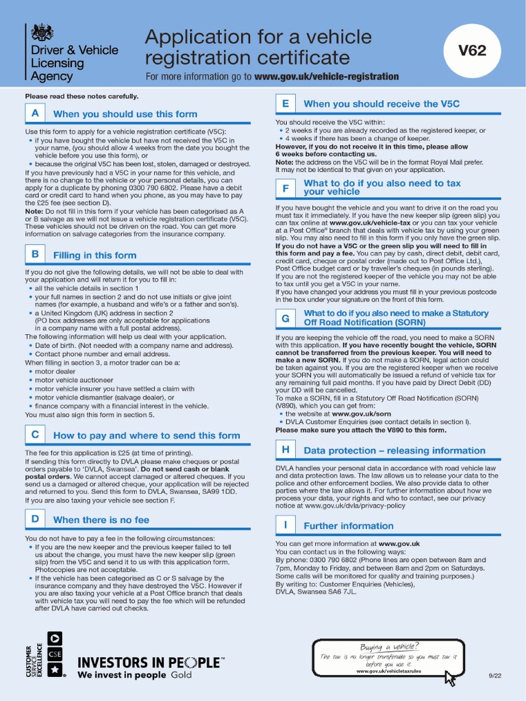 v62 Application For A Registration Certificate | PDF