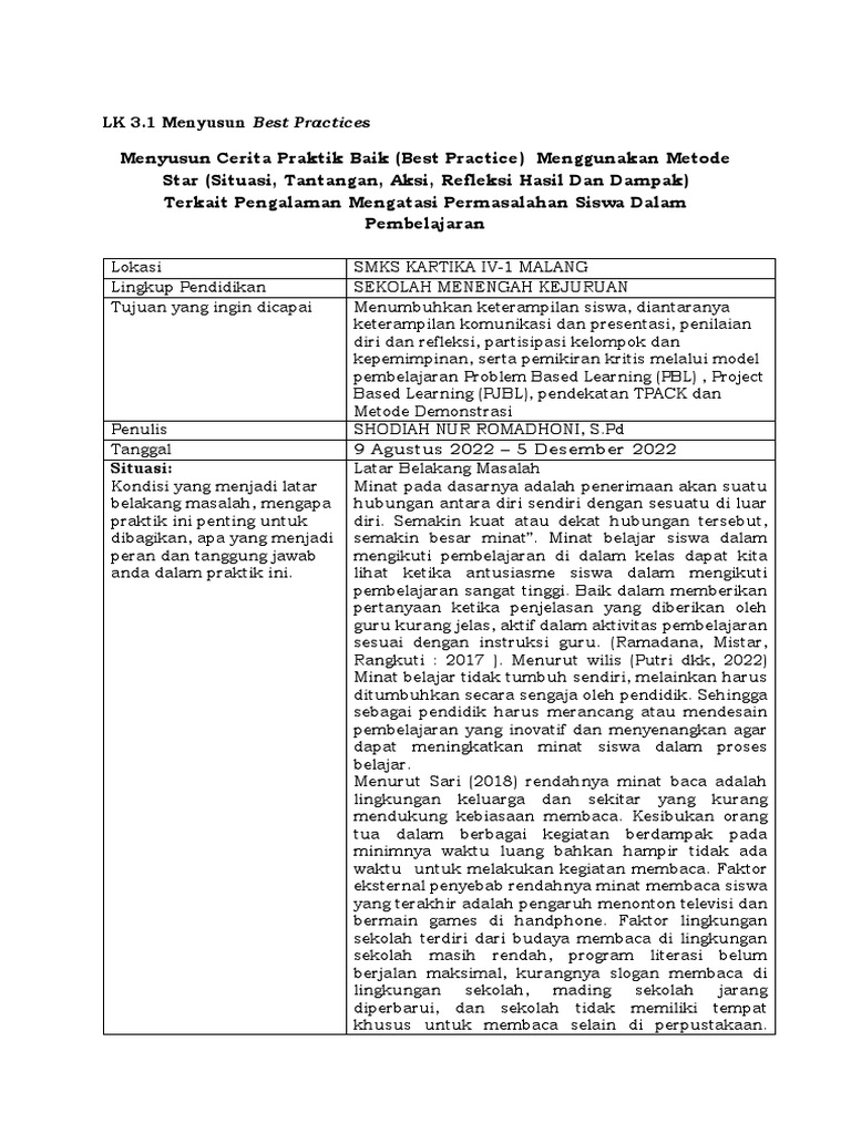Best Practice Model Pembelajaran PBL Dan PJBL | PDF