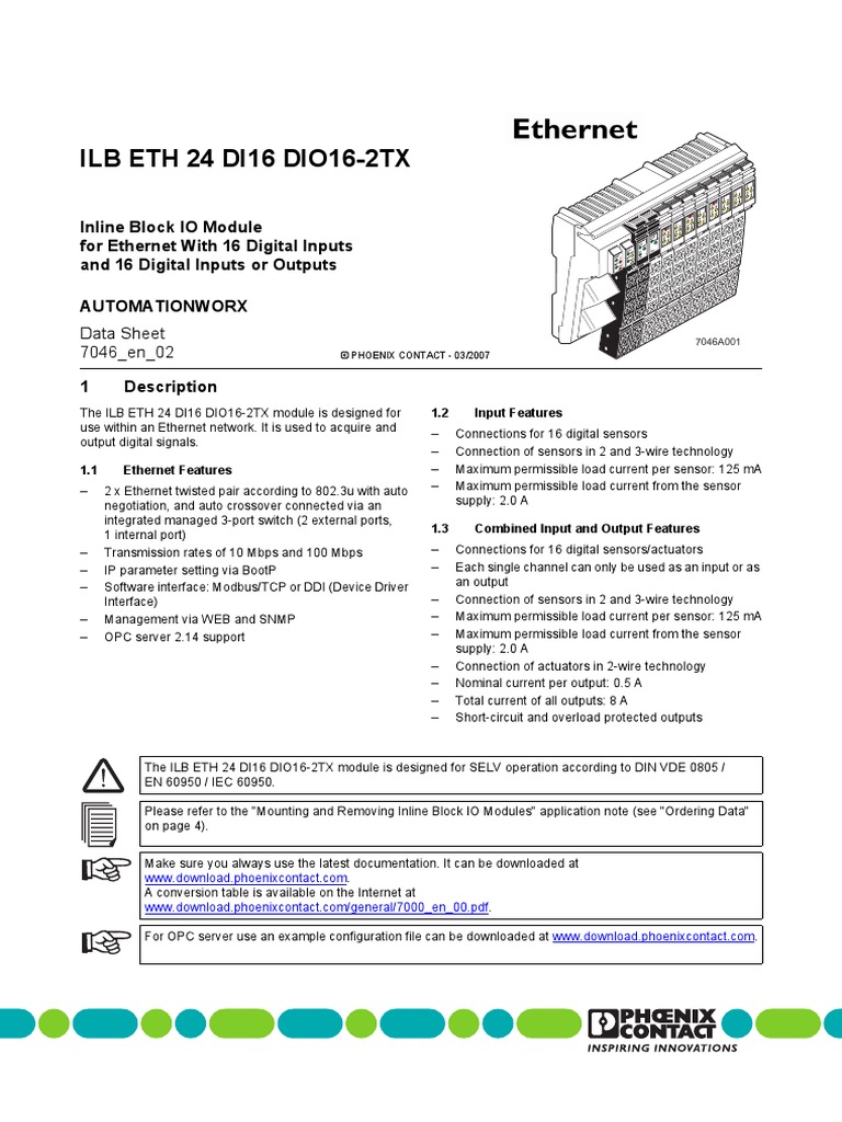 DB en Ilb Eth 24 Di16 Dio16 2tx 7046 en 02 | PDF | Power Supply ...
