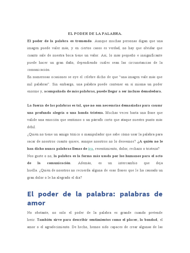El Poder de La Palabra | PDF | Amor