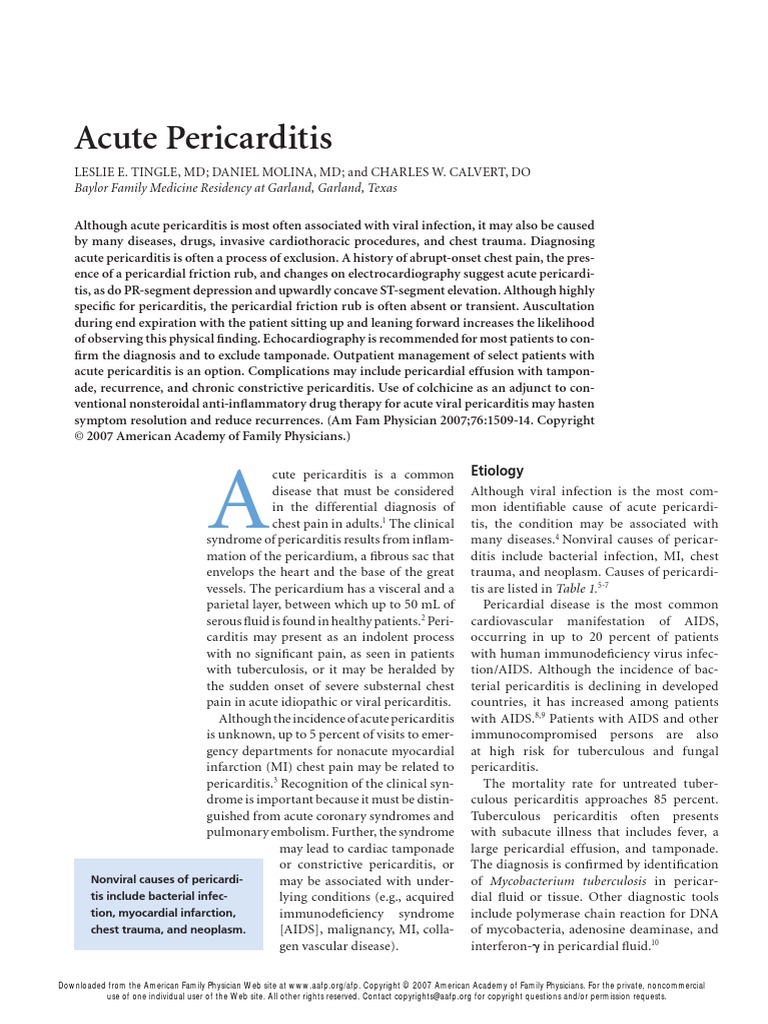 Acute Pericarditis | PDF | Myocardial Infarction | Electrocardiography