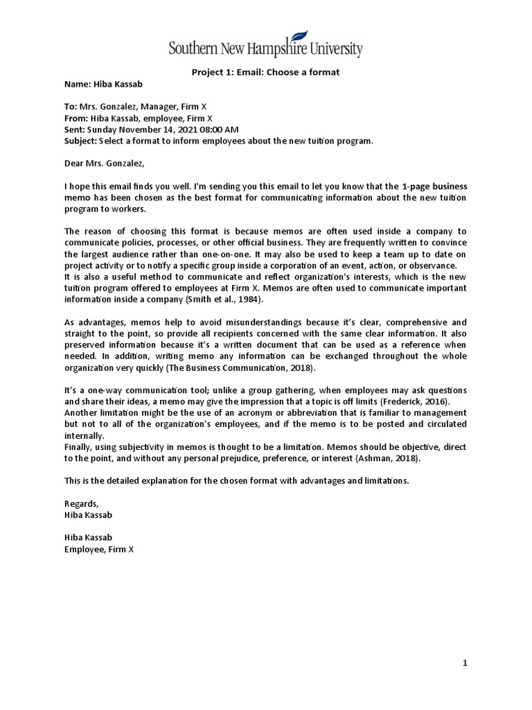 Project 1 Email Choose A Format Pdf Information Human Communication