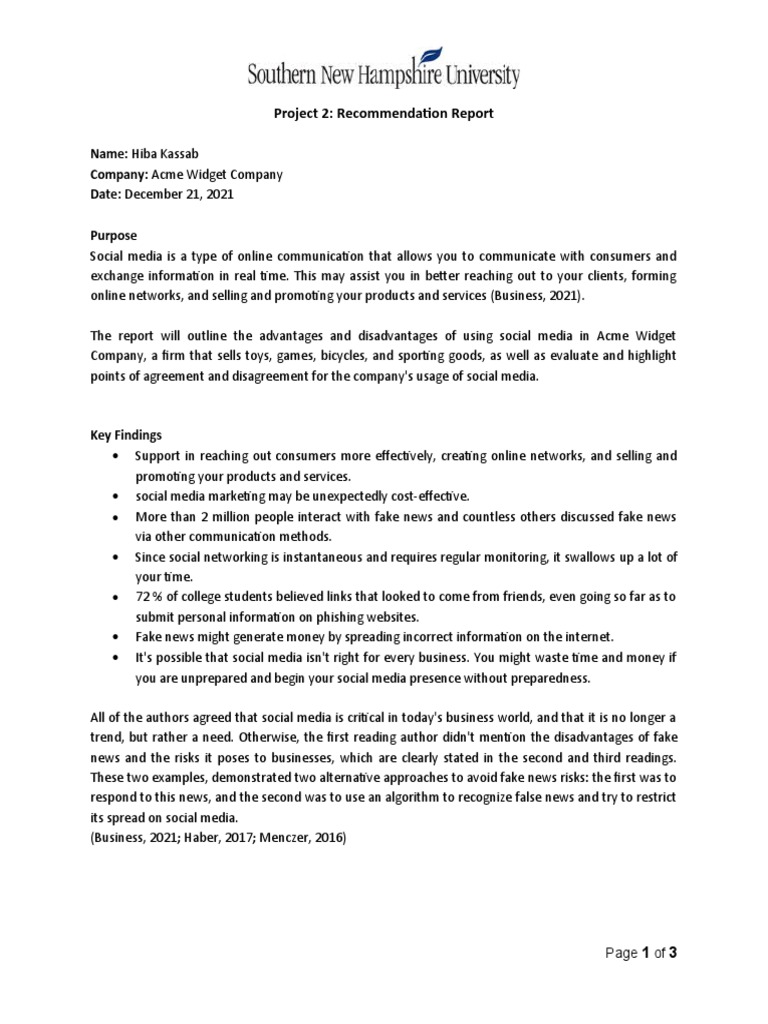 Project 2 - Recommendation Report | PDF | Social Media | Popular ...