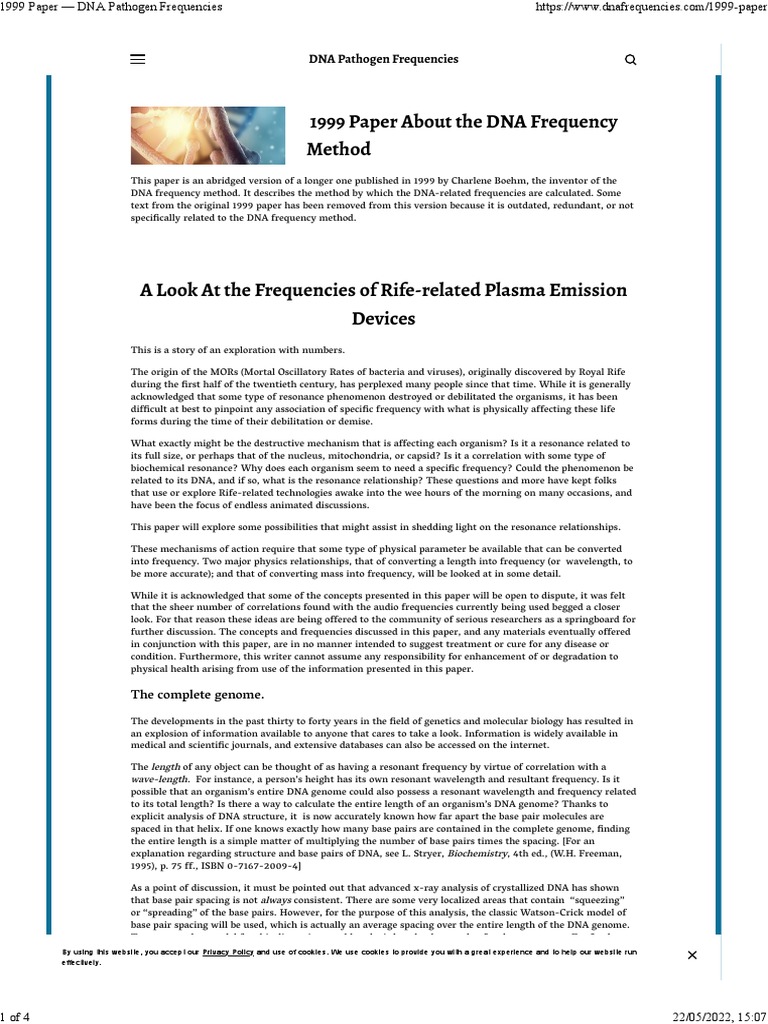 1999 Paper - DNA Pathogen Frequencies | PDF | Speed Of Light | Frequency