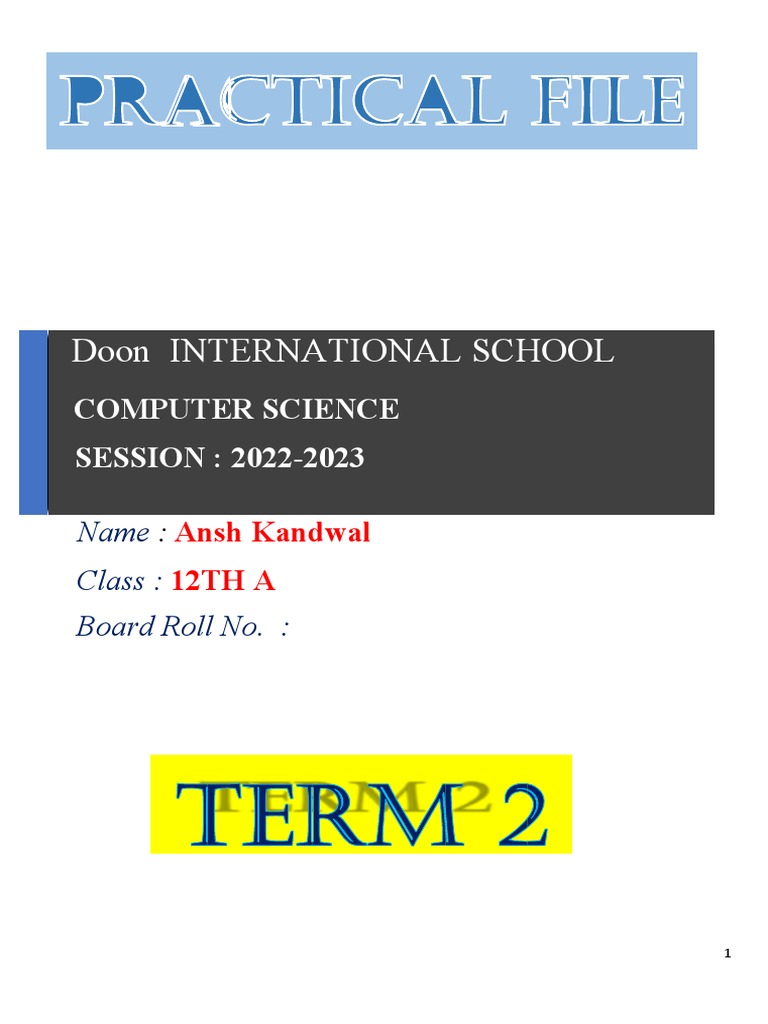 Xii CS Practical File | PDF | Databases | Table (Database) Xii CS Practical File | PDF | Databases | Table (Database)