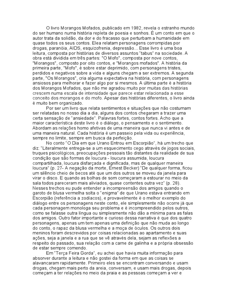 O livro Morangos Mofados | PDF | Contos | Depressão