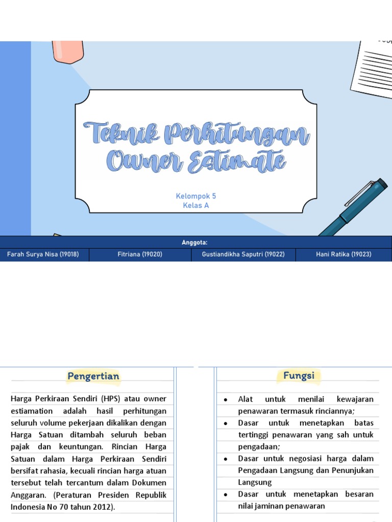 Teknik Penyusunan Owner Estimate | PDF