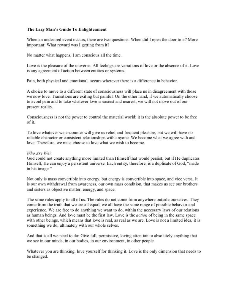 The Lazy Mans Guide To Enlightenment | PDF
