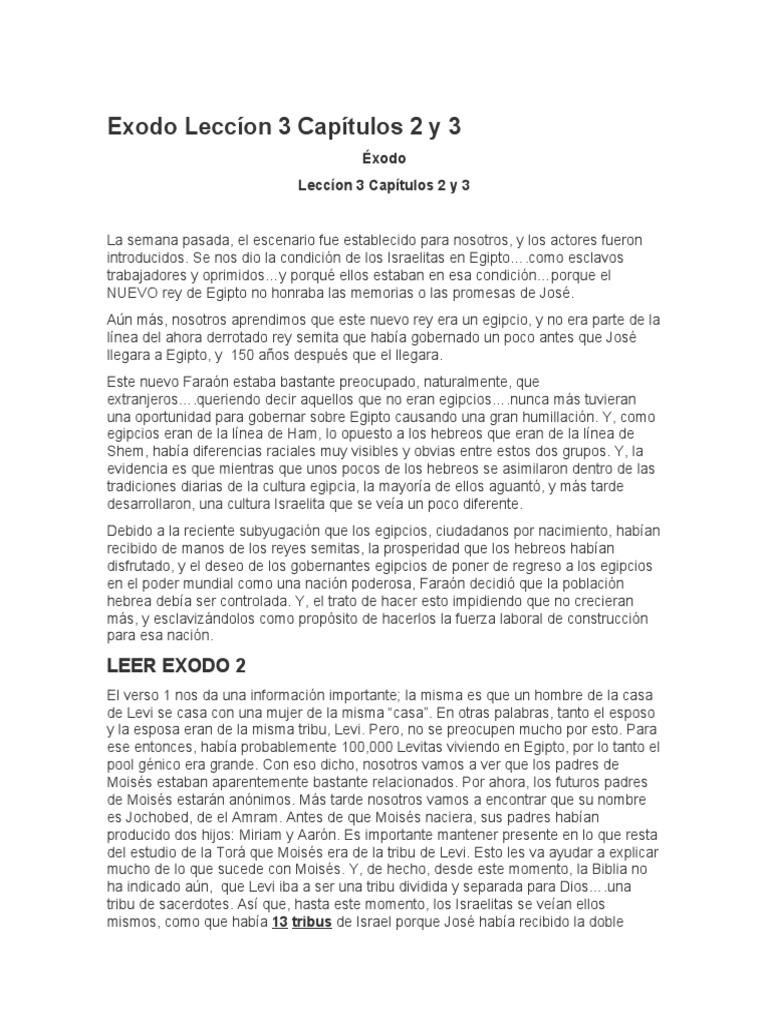 Exodo Leccíon 3 Capítulos 2 y 3 | PDF | Moisés | Libro del éxodo
