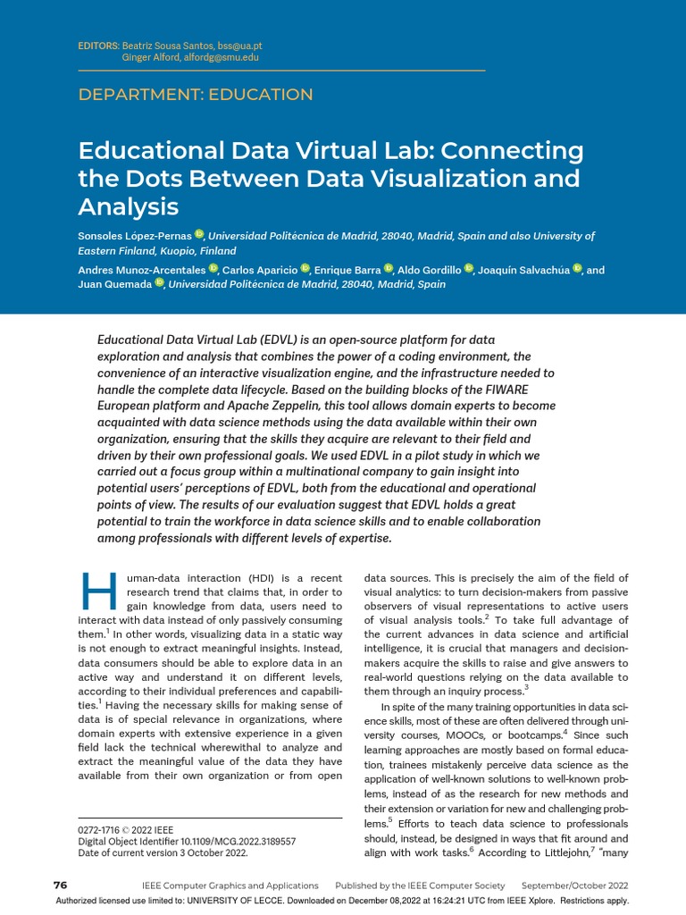 Educational Data Virtual Lab Connecting The Dots Between Data Visualization and Analysis | PDF ...