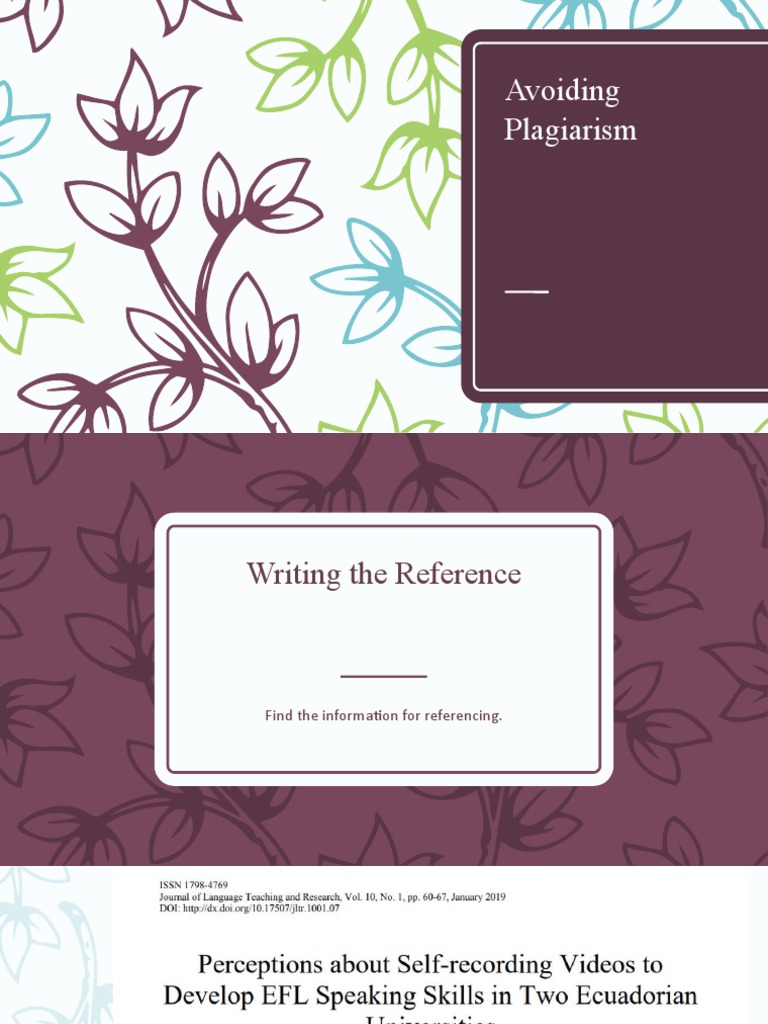 Avoiding Plagiarism SC | PDF | Citation