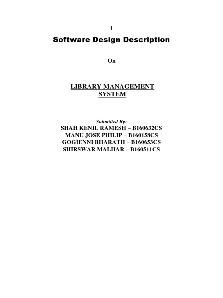 Software Design Description: Library Management System | PDF | Libraries | System
