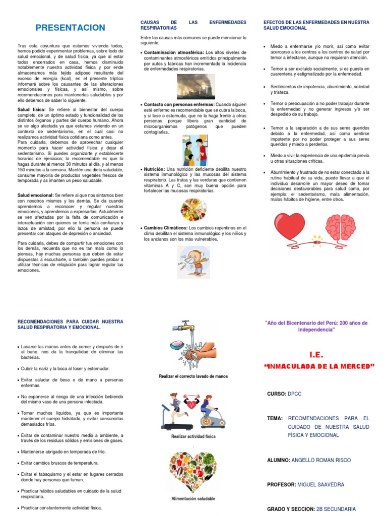 Semana 14 - Tríptico Con Las Recomendaciones para El Cuidado de Nuestra ...