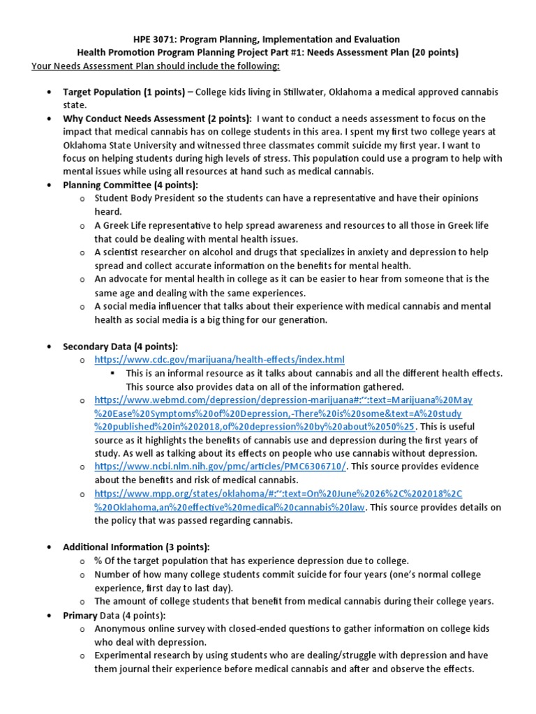 Project Part 1 Needs Assessment Assignment Guidelines-1 2 | PDF | Needs ...