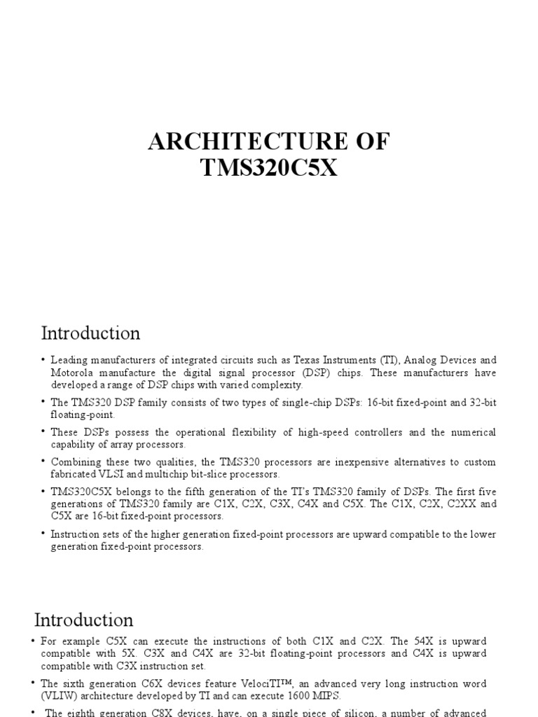 Architecture of c5x | PDF | Digital Signal Processor | Central Processing Unit