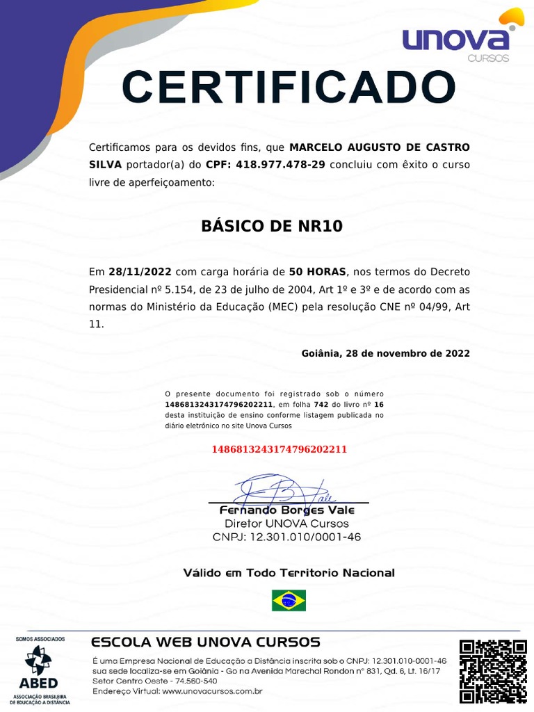 Certificado Unova | PDF
