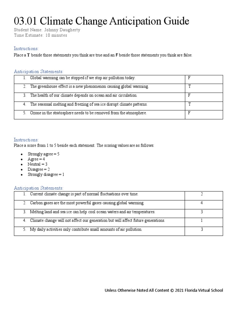 03 01 Anticipation Guide | PDF