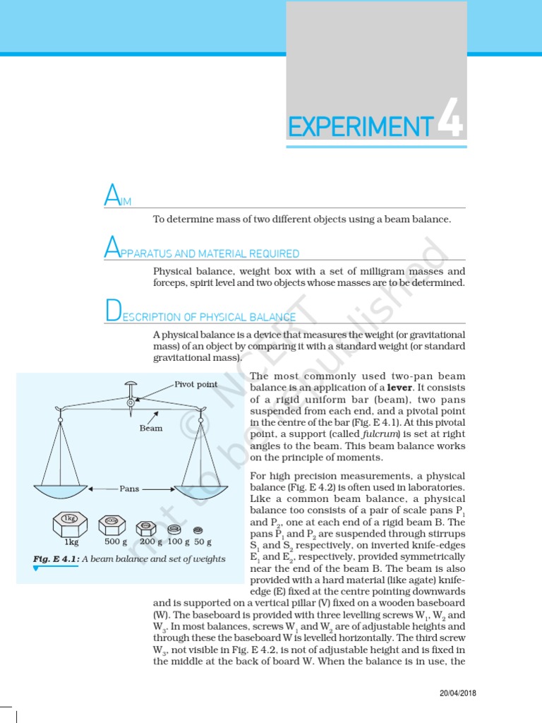 Experiment 4 | PDF | Weighing Scale | Weight