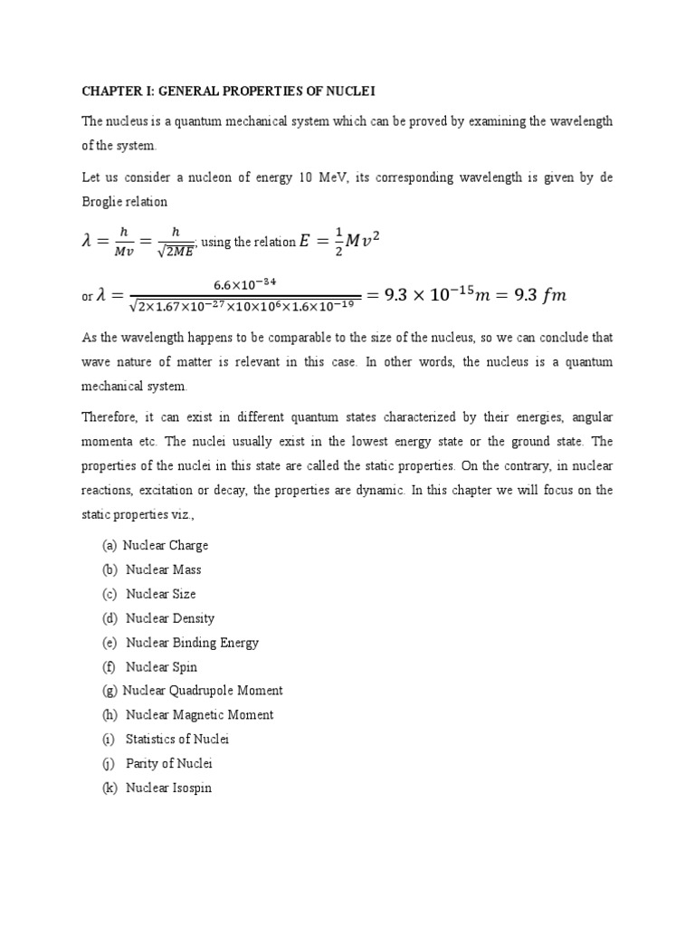 General Properties of Nuclei Explained | PDF | Atomic Nucleus | Nuclear ...