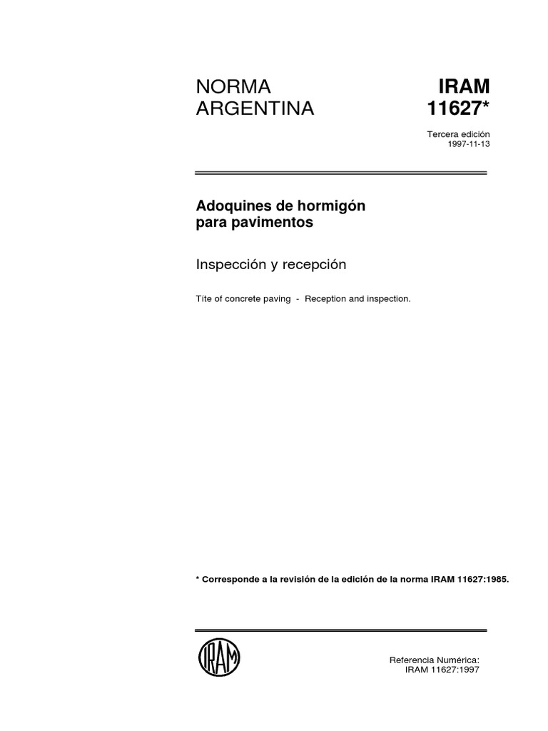 Adoquines Hormigón: Inspección IRAM | PDF | Muestreo (Estadísticas)