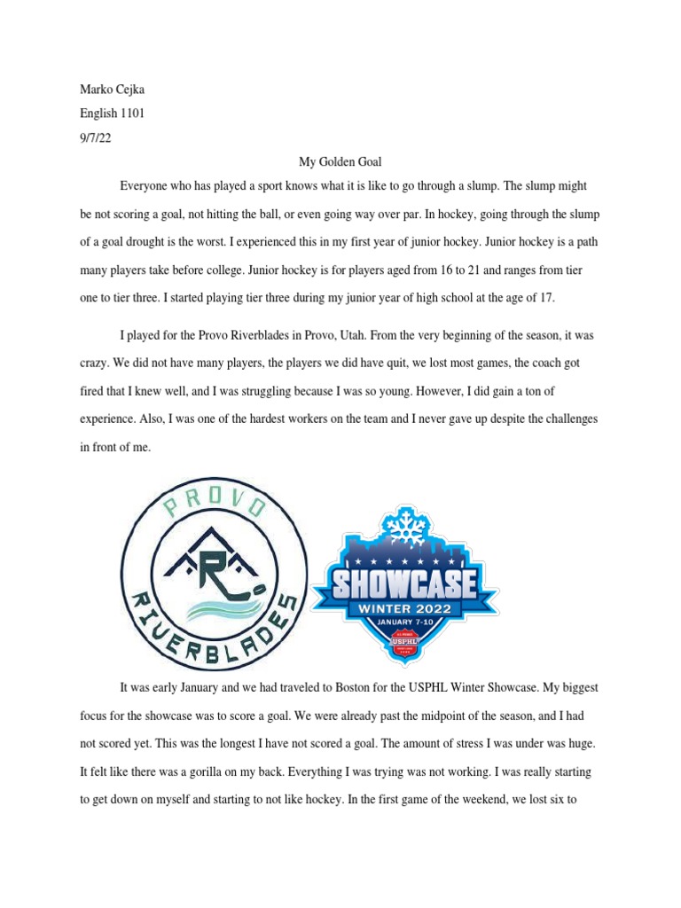 Photo Narrative Essay 1 | PDF | Ice Hockey | Sports