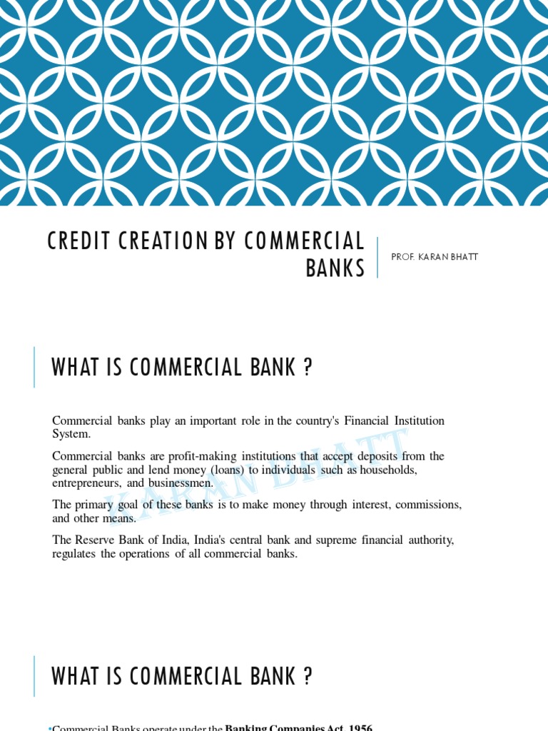 Credit Creation by Commercial Banks | PDF