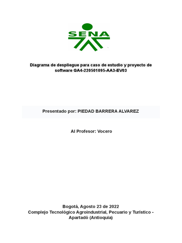 Diagrama de Despliegue para Caso de Estudio y Proyecto de Software GA4-220501095-AA3-EV03 | PDF ...
