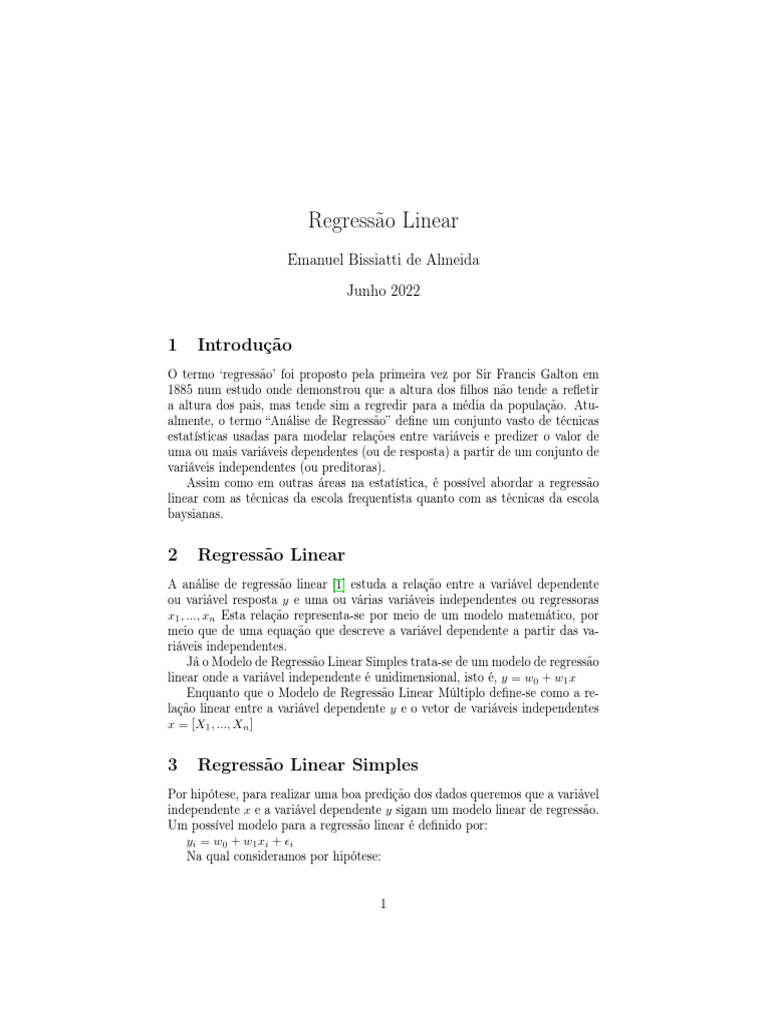 Regressão Linear e Estatística. | PDF | Distribuição de probabilidade ...