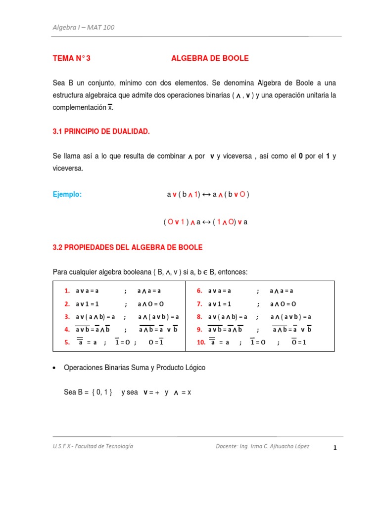 Tema 3 Algebra de Boole | PDF | Puerta lógica | Álgebra de Boole
