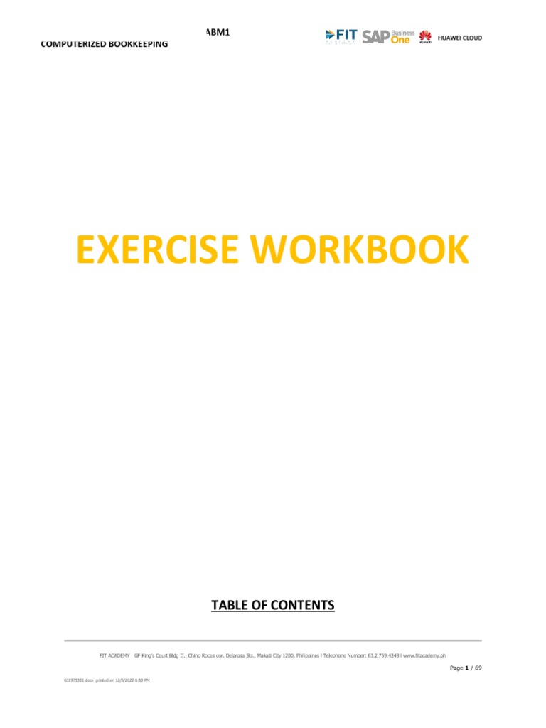 SAP Computerized Bookkeeping Exercise Workbook For Student 1 | PDF ...