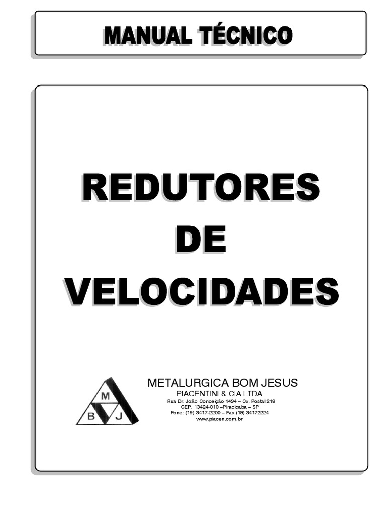 Manual T+®cnico Modificado de Redutores de Velocidades | PDF | Parafuso | Petróleo