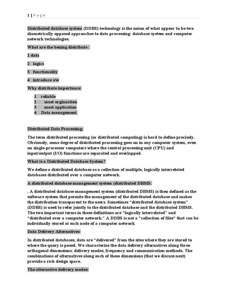 Distributed Database System Pdf Databases Relational Model