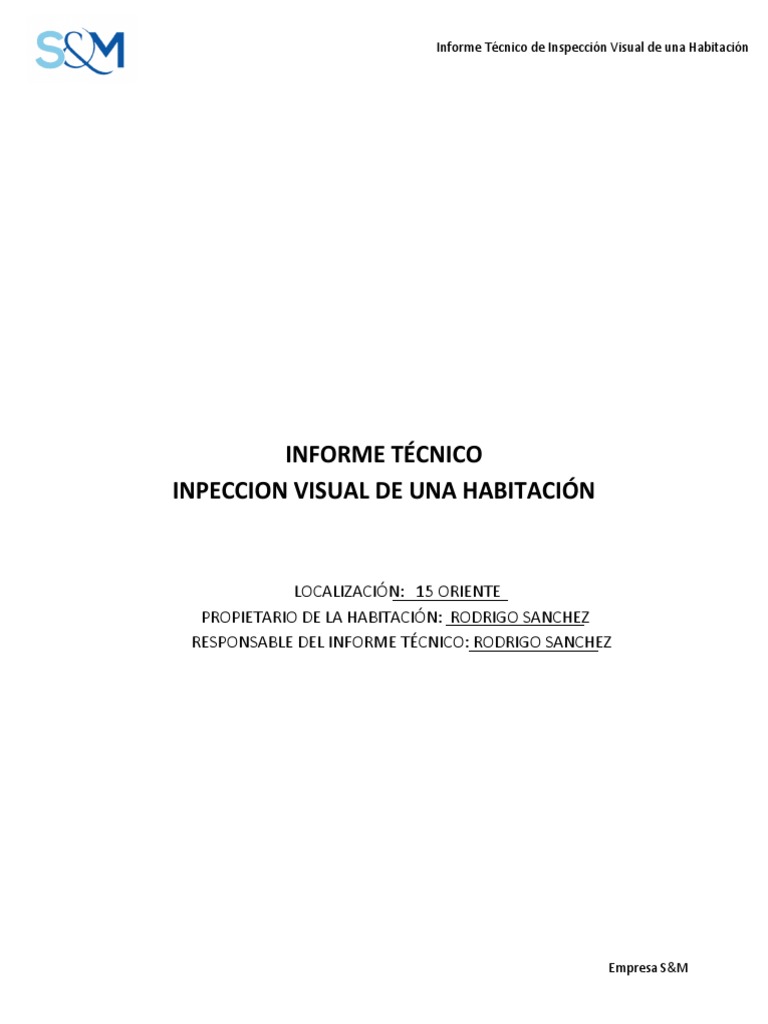 Informe Tecnico Inspeccion Visual de Vivienda | PDF