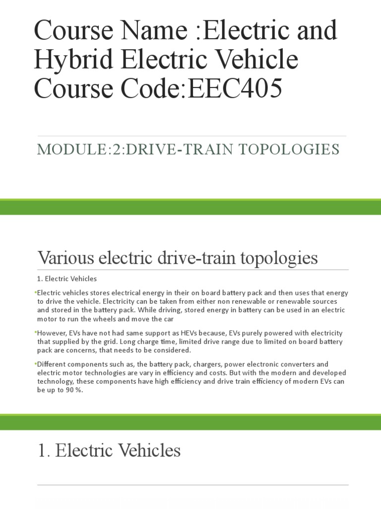 Module 2 | PDF | Hybrid Electric Vehicle | Electric Vehicle