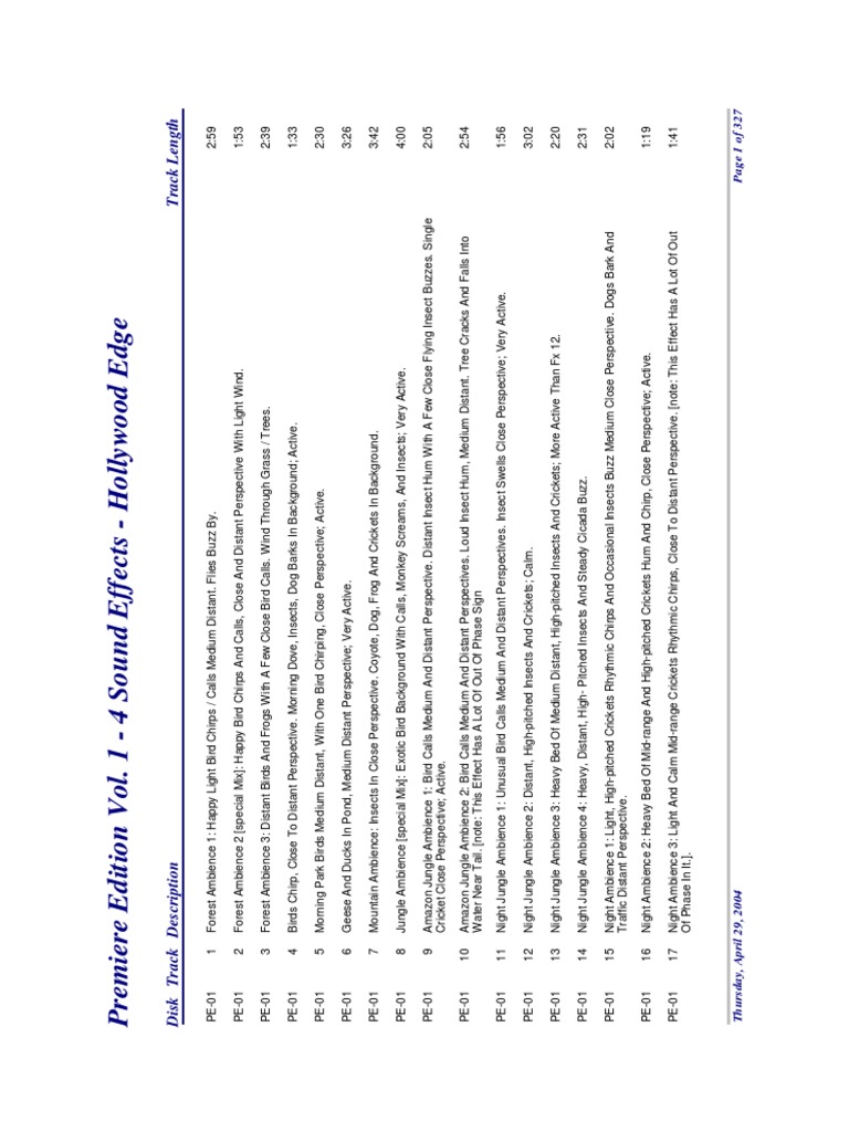 Hollywood Edge Premier Edition Sound Effects Vol 1 - 4 | Download Free ...