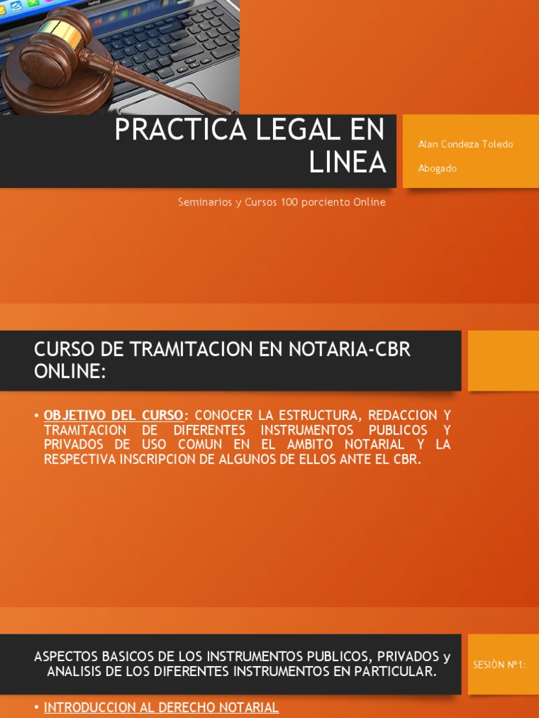 Curso online sobre la tramitación de instrumentos notariales y su inscripción ante el CBR | PDF ...