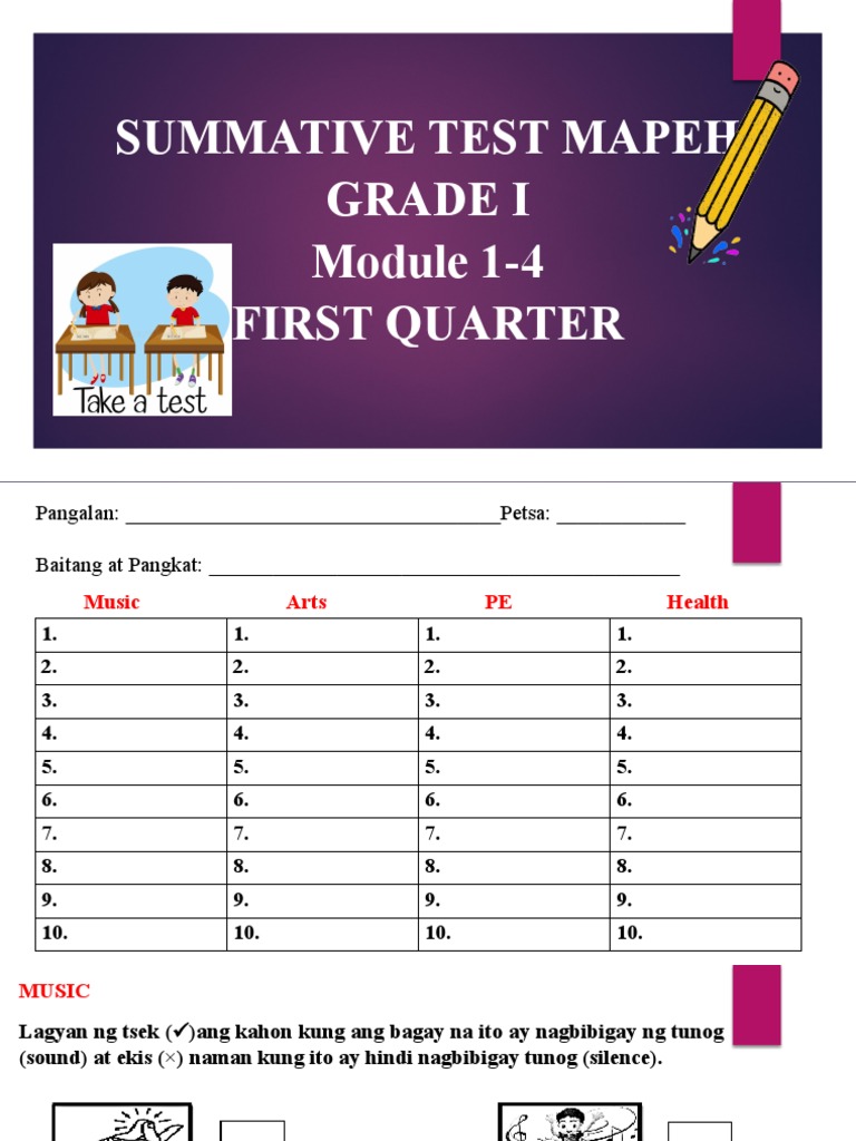 Summative Test Mapeh q1 Week 1 4 | PDF