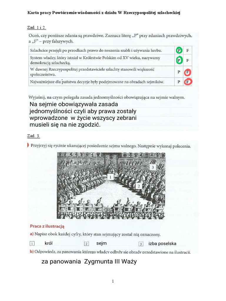 Edited - Kl. 6 Powtórzenie W Rzeczypospolitej Szlacheckiej | PDF