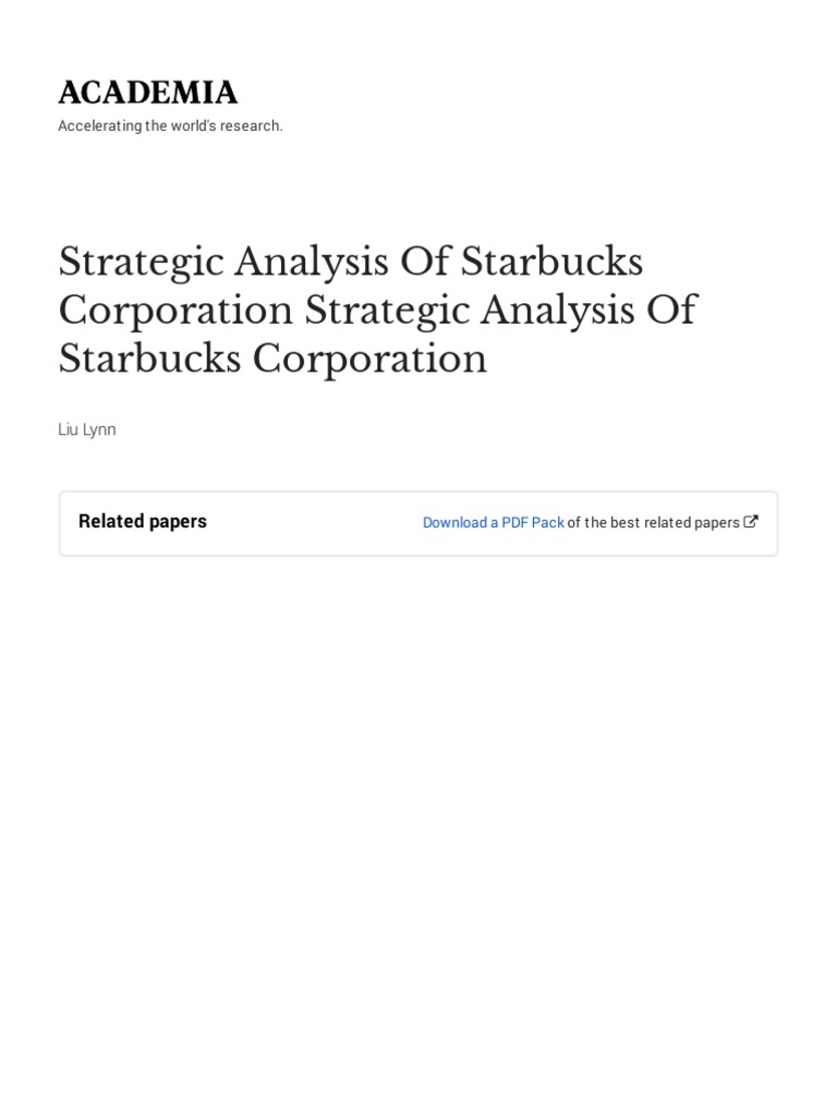 Starbucks Strategic Analysis Report | PDF | Starbucks | Brand