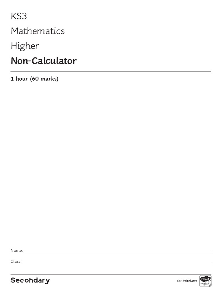 Higher Non Calculator | Download Free PDF | Speed | Mathematical Objects