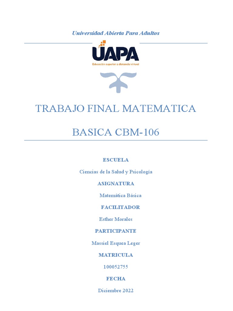 Trabajo Final Matematica Basica 2 Listo | PDF | Ecuaciones | Ecuación cuadrática