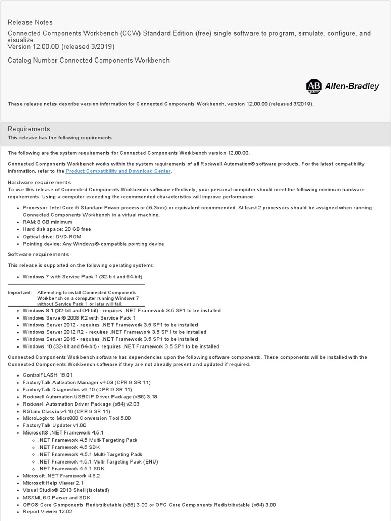 Connected Components Workbench - 12.00.00 (Released 3 - 2019) | PDF ...